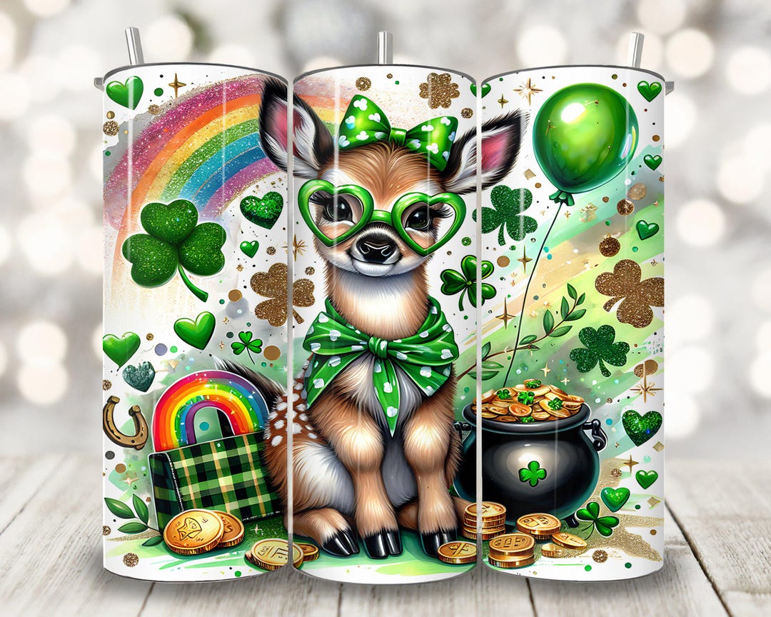 Baby Deer St Patrick's Day Tumbler Wrap, 20oz Skinny Tumbler ...