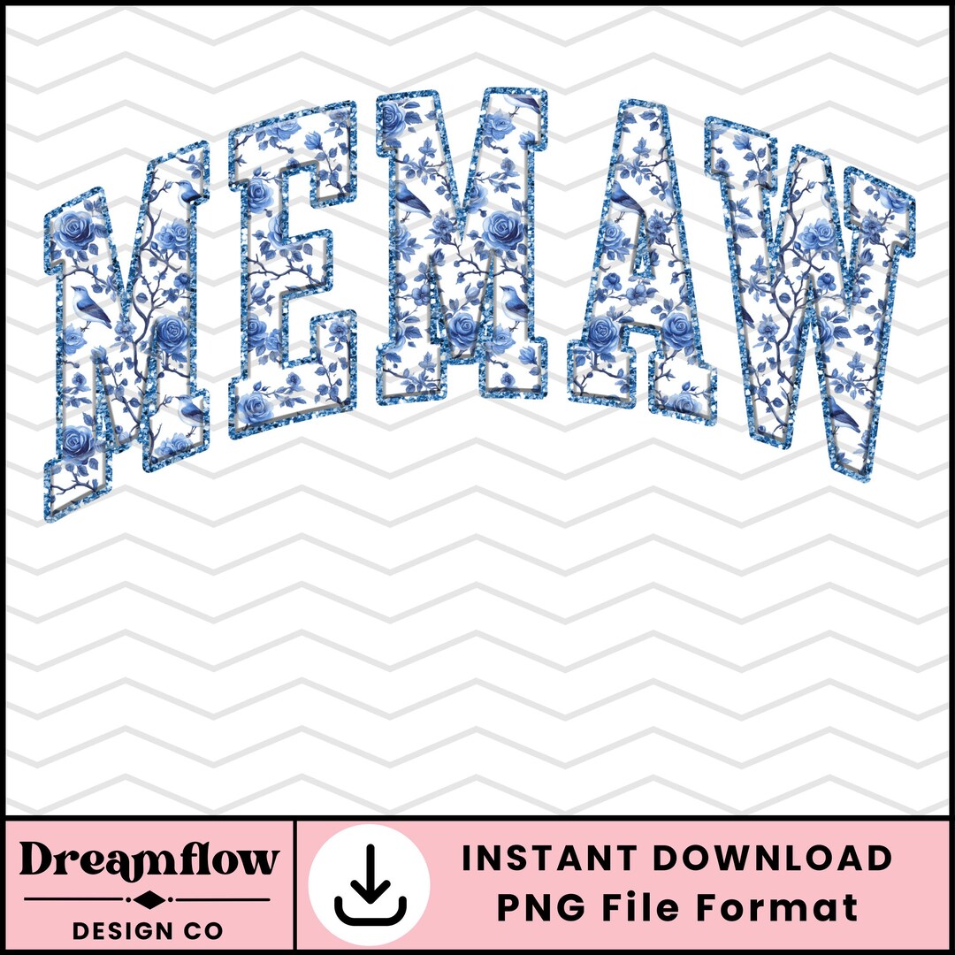 Memaw Grand Millennial Coquette PNG, Preppy Chinoiserie PNG Sublimation ...
