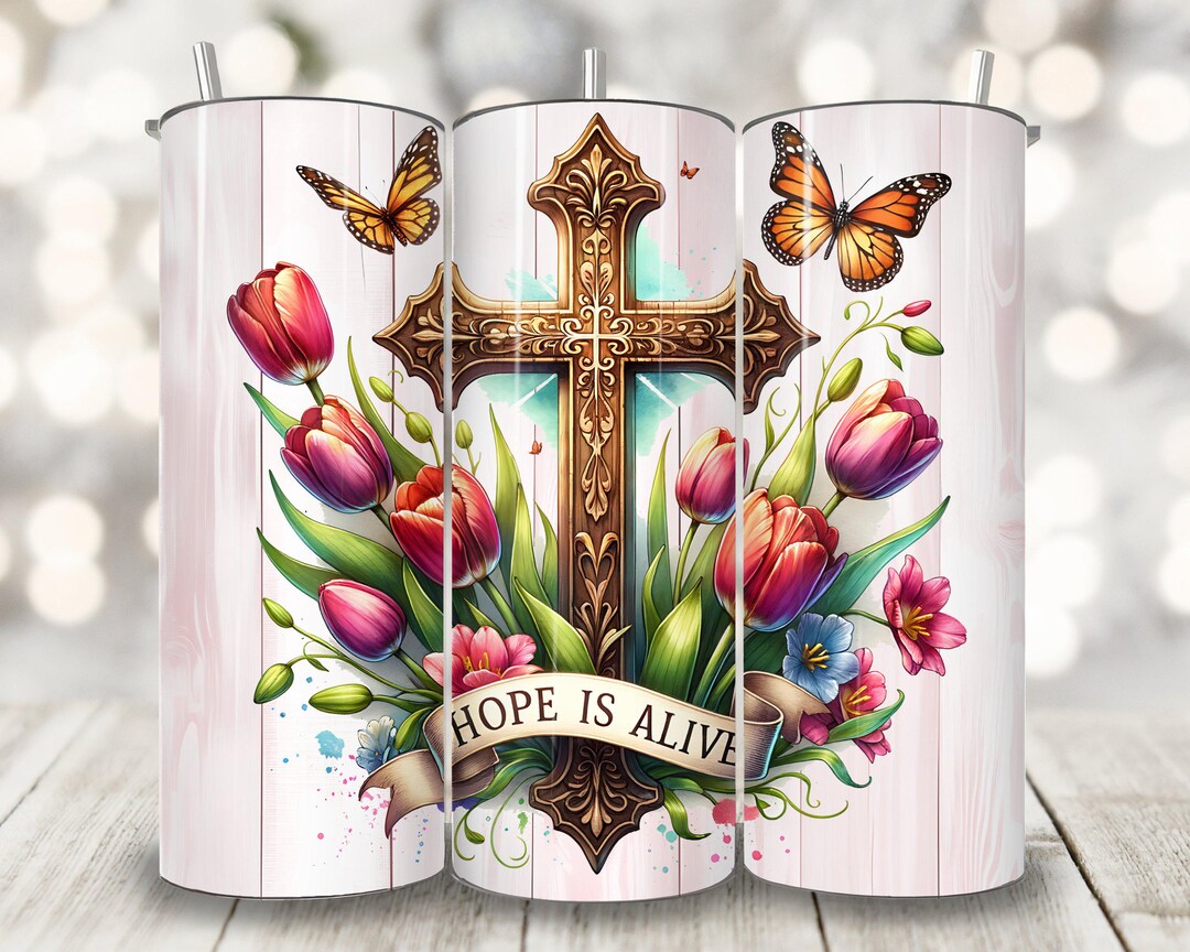 Easter Christian Cross Tumbler Wrap, 20 Oz Skinny Tumbler Sublimation ...