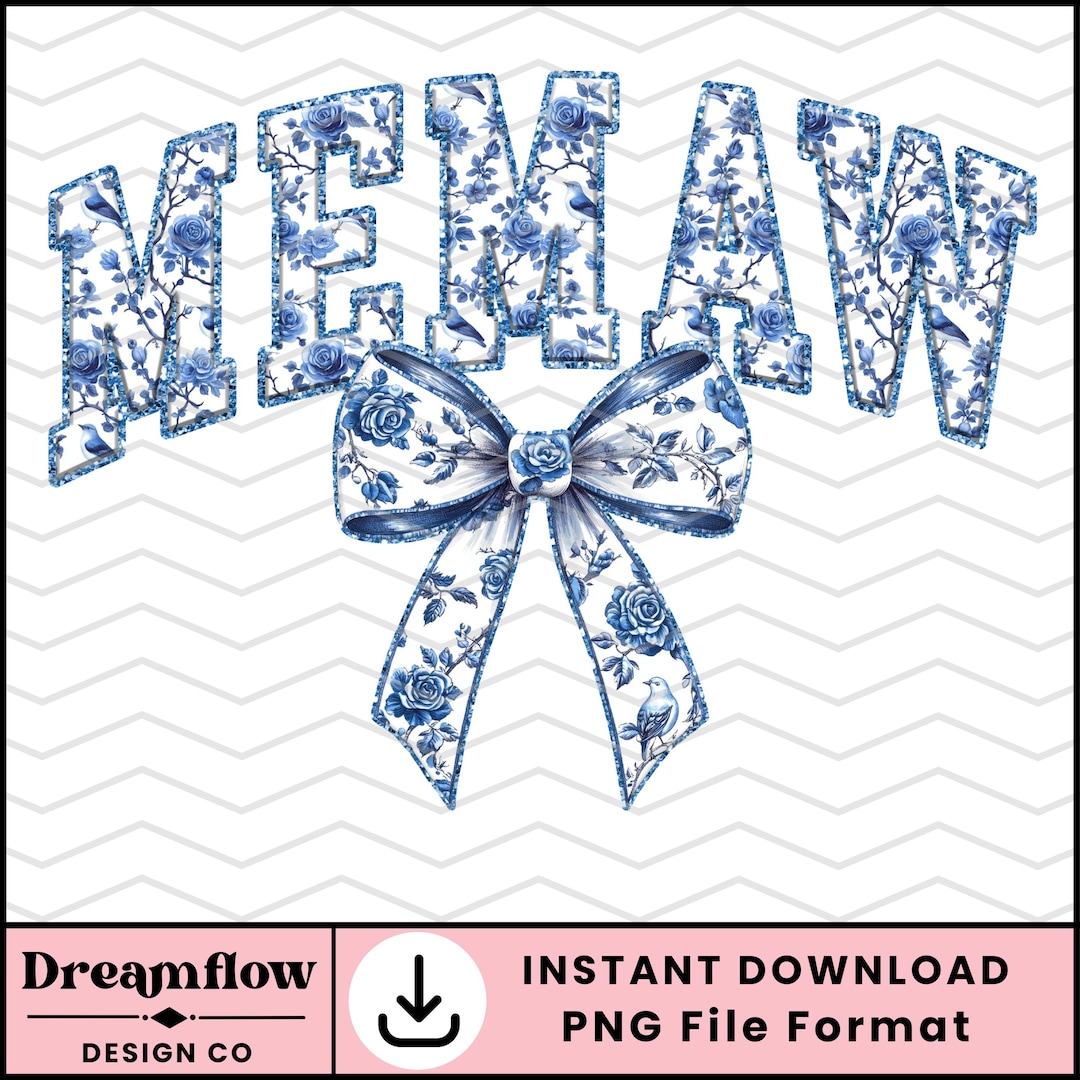 Memaw Grand Millennial Coquette PNG, Preppy Chinoiserie PNG Sublimation ...