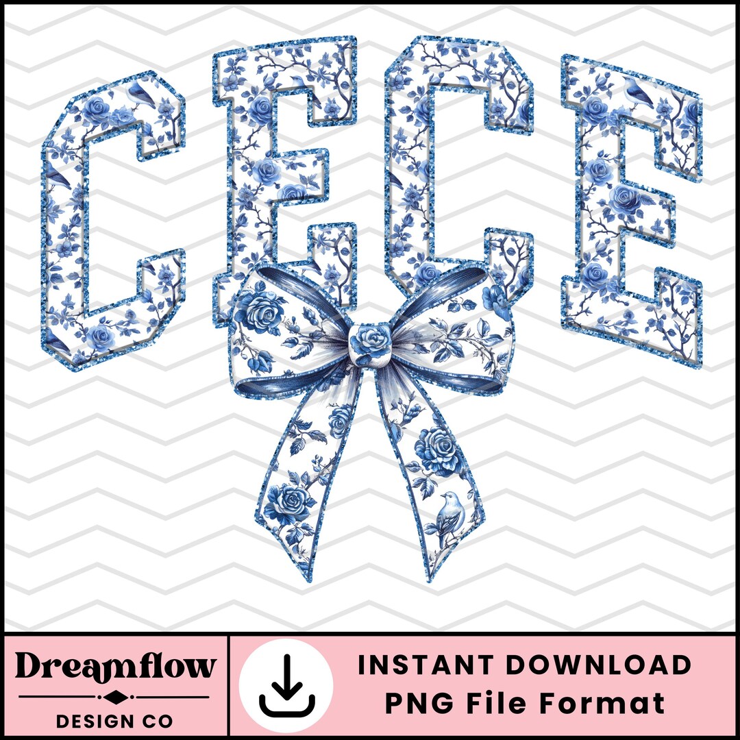 Cece Grand Millennial Coquette PNG, Preppy Chinoiserie PNG Sublimation ...