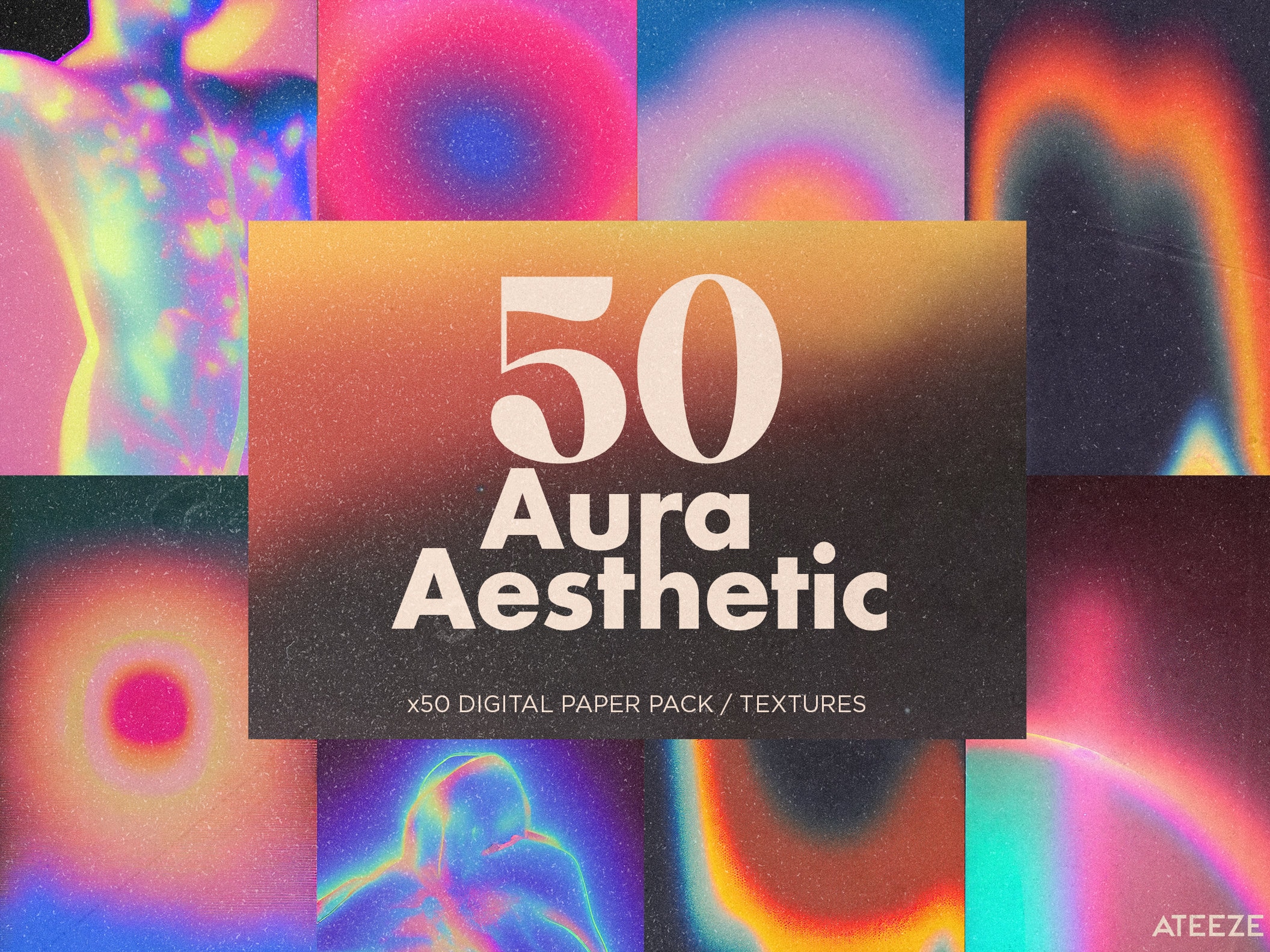 50 Aura Texture Pack Spiritual Textured Art Bundle Colorful Pastel Vibe Texture Digital Paper ...