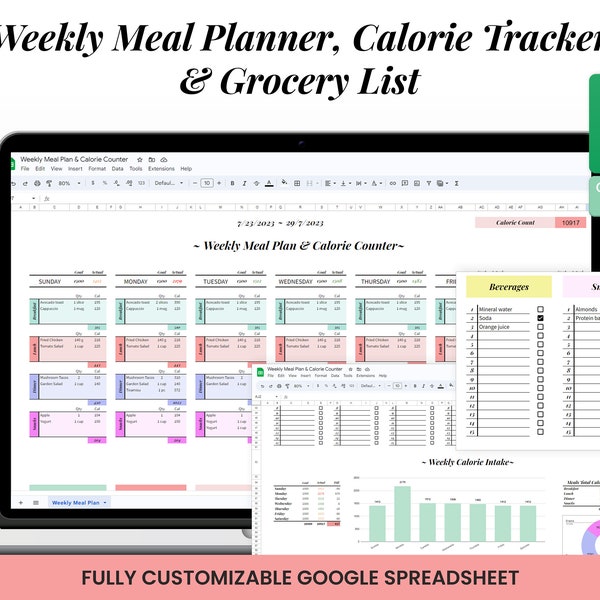 Spreadsheet Template Grocery List - Etsy
