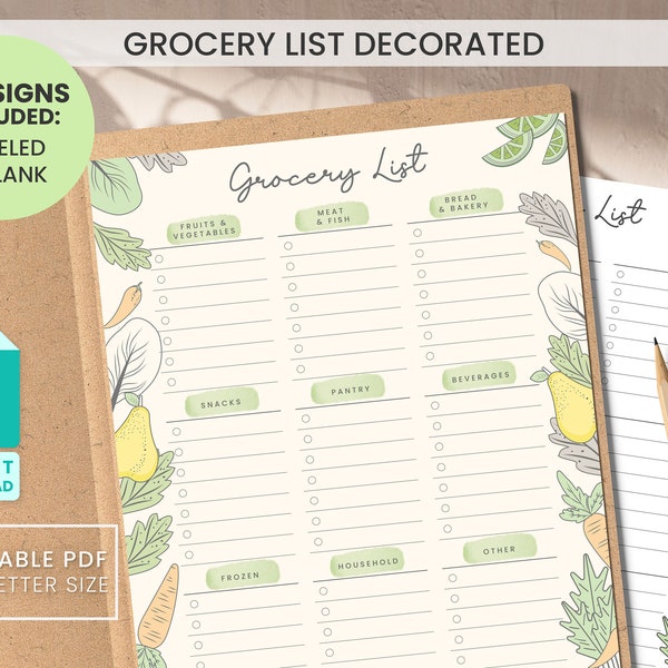 Onenote Grocery List Template - Etsy