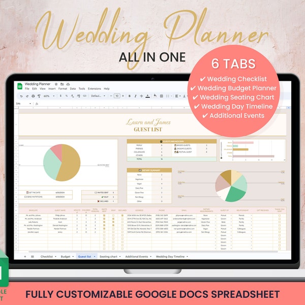 Wedding Checklist Google Sheet - Etsy