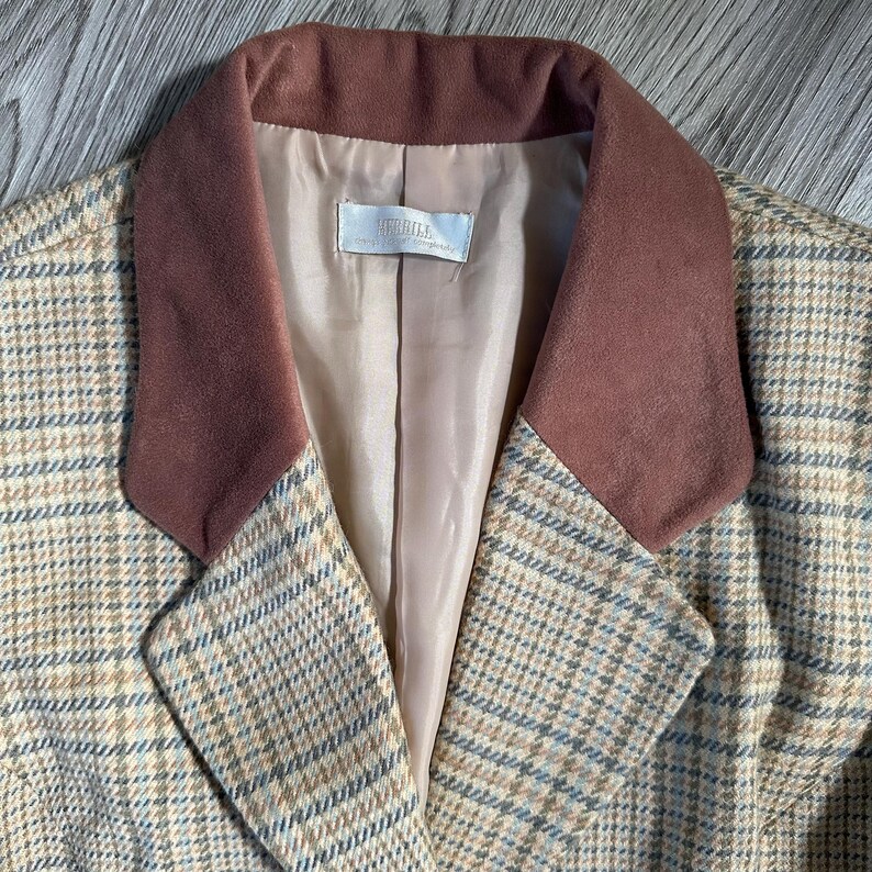 Vintage 70s Merrill Tan Glen Plaid Wool Suit & Skirt 2 Pieces Set Japan ...