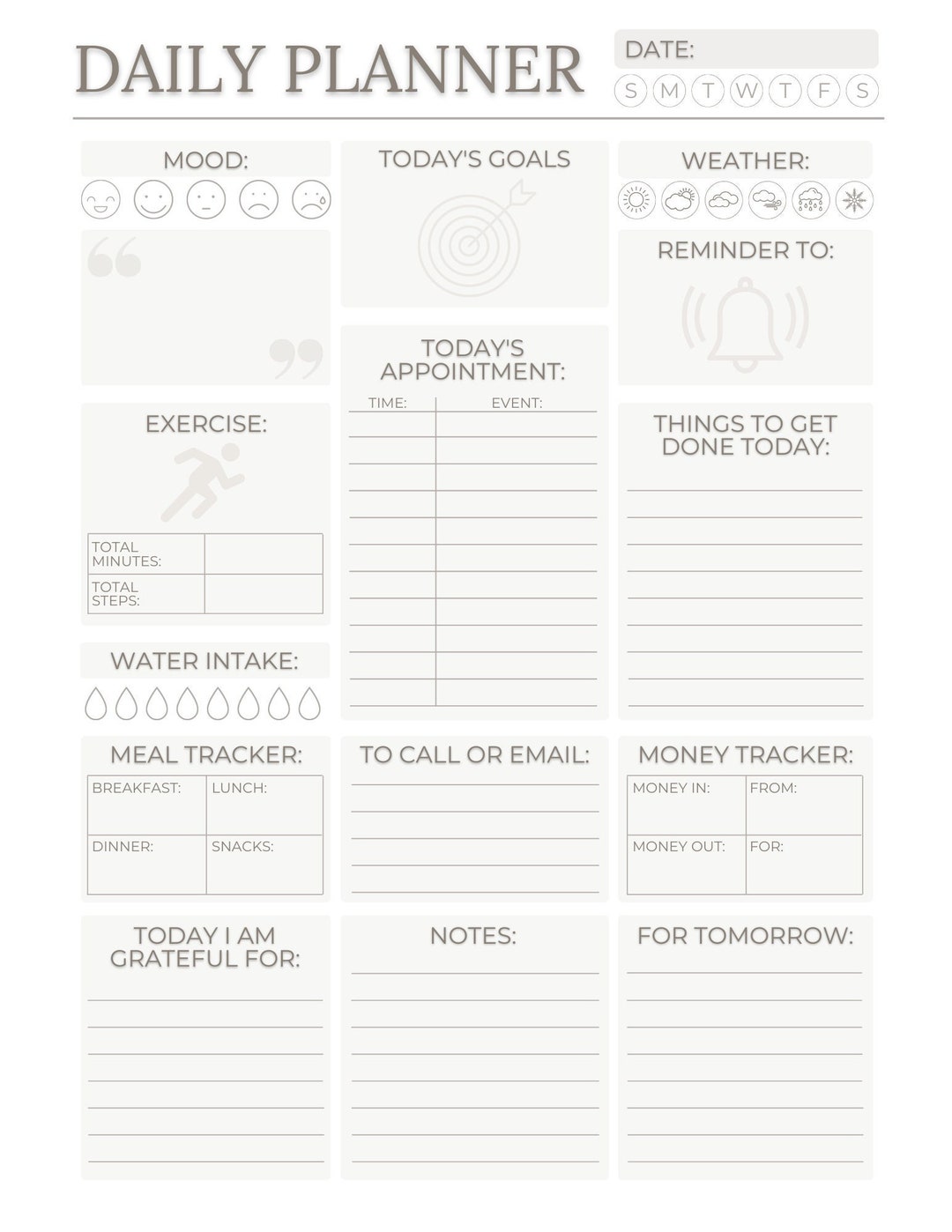 Daily Planning Template - Etsy
