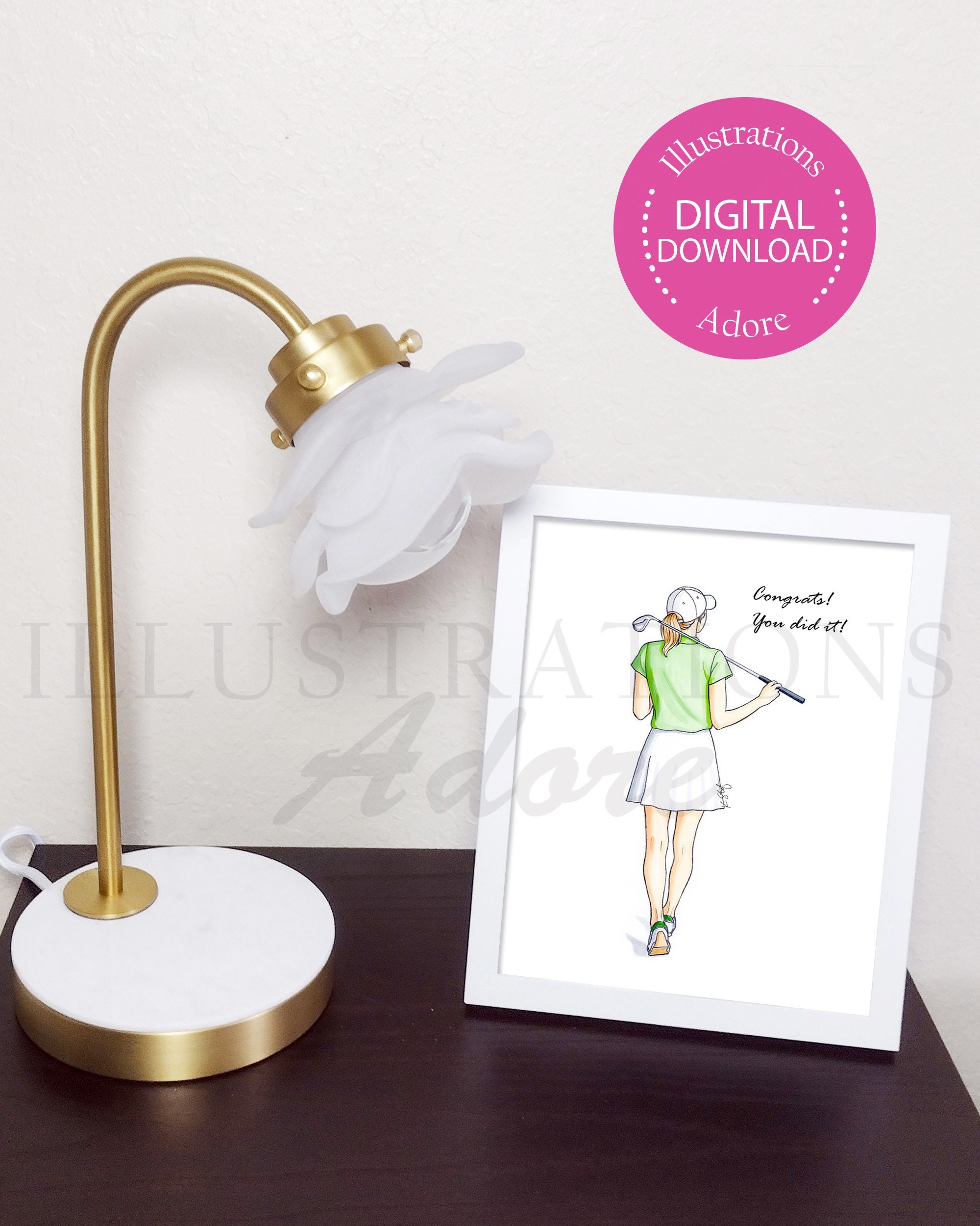 Golf Girl Art, High School Graduation Gift High School College ...