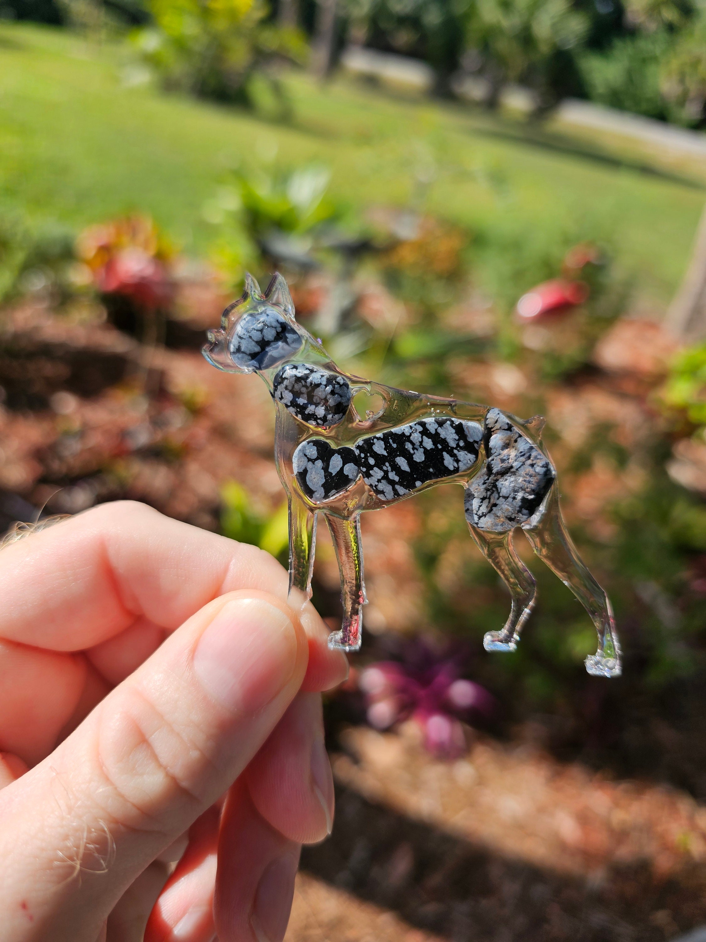 Boxer Dog Epoxy Resin Ornament With Natural Gemstones - Etsy