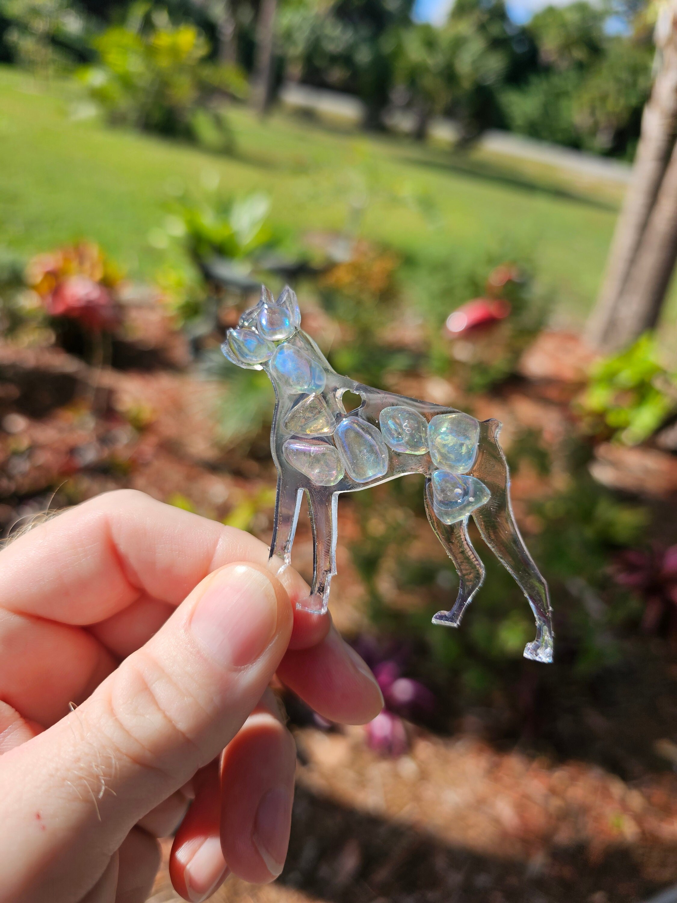 Boxer Dog Epoxy Resin Ornament With Natural Gemstones - Etsy