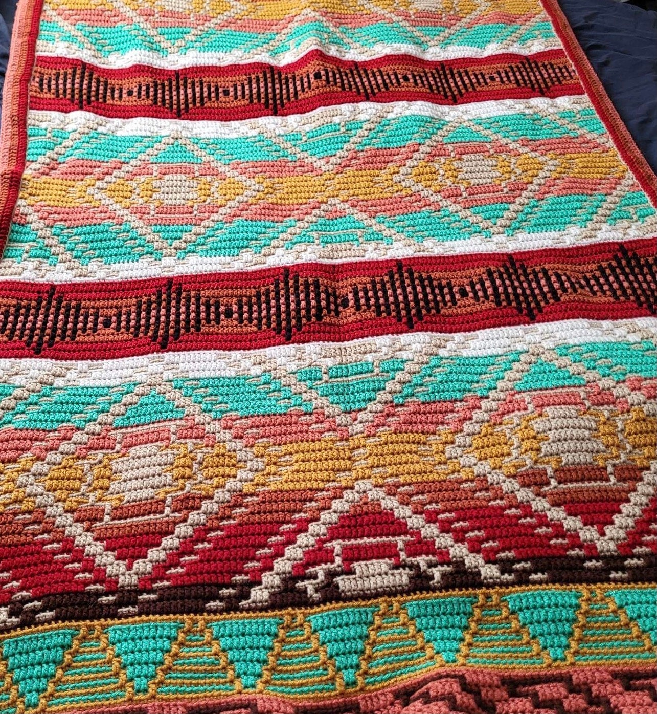 Aztec Flow Crochet Pattern: Mosaic Blanket, Table Runner (PDF) - Etsy