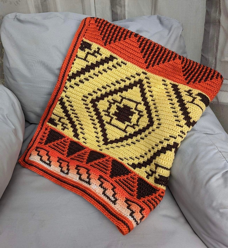 Aztec Flow Crochet Pattern: Mosaic Blanket, Table Runner (PDF) - Etsy