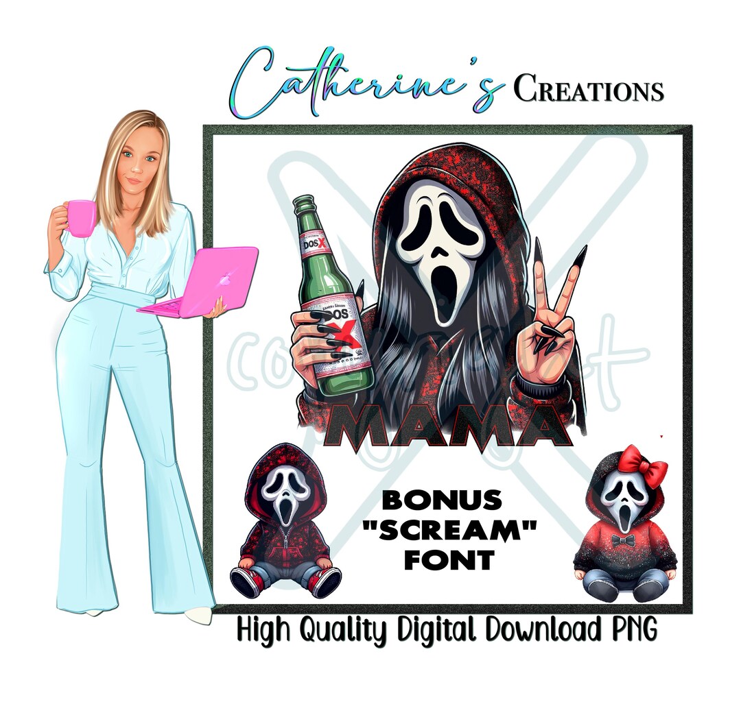 Mama DOSX Kiddos Ghostface Scary Halloween Original Designer HQ Digital ...
