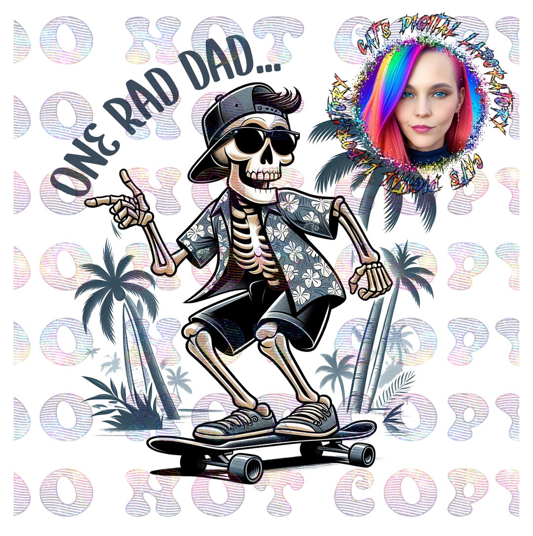 One Rad Dad Skeleton on Skateboard Dad Father's Day HQ Digital PNG - Etsy