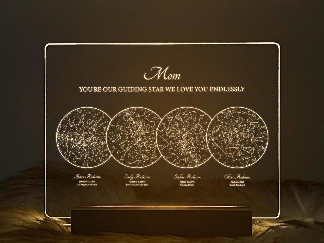 Gift for Mom, Custom Star Map Light, Personalized Constellation Map ...