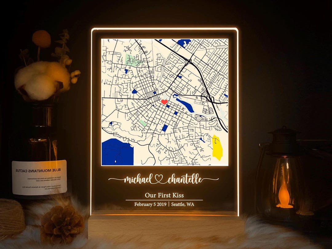 Custom Where We Met Map, Personalized First Met Gift for Couple ...