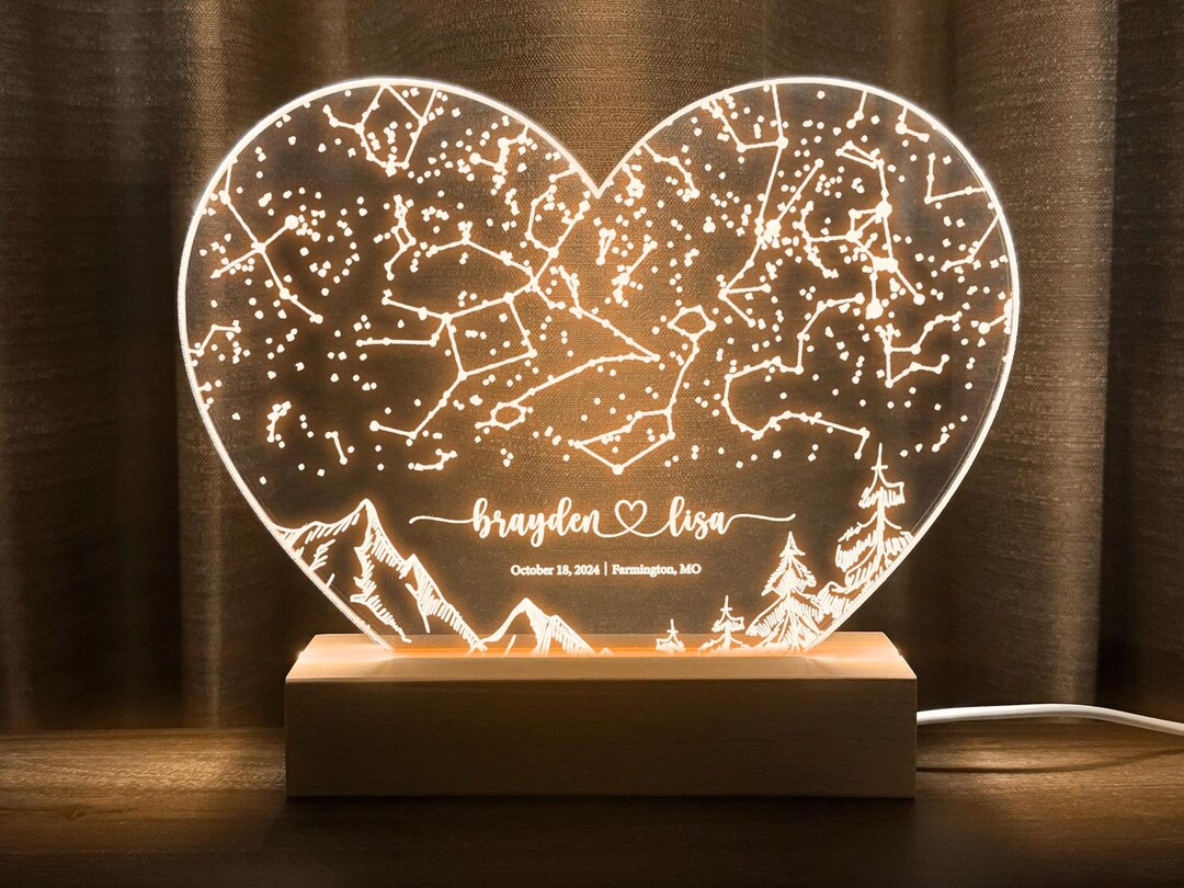 Gift for Her, Custom Star Map Light, Personalized Birthday Gift, Night ...