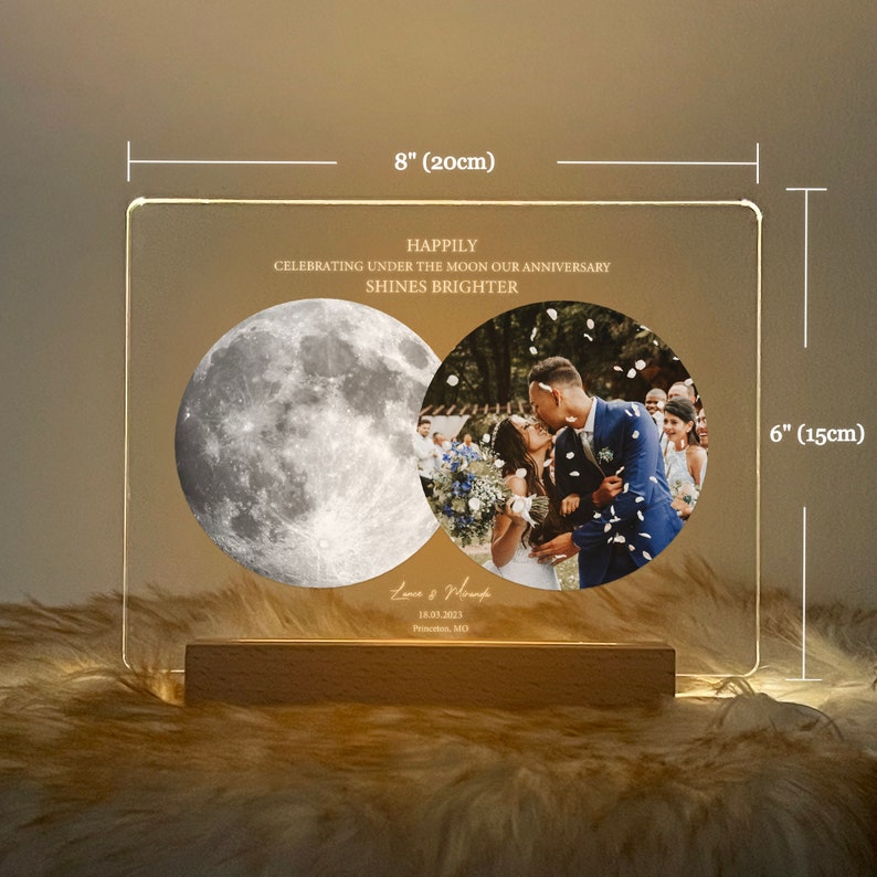 Custom Moon Phase Gift, Moon Phase Photo Light, the Night We Met Gift ...