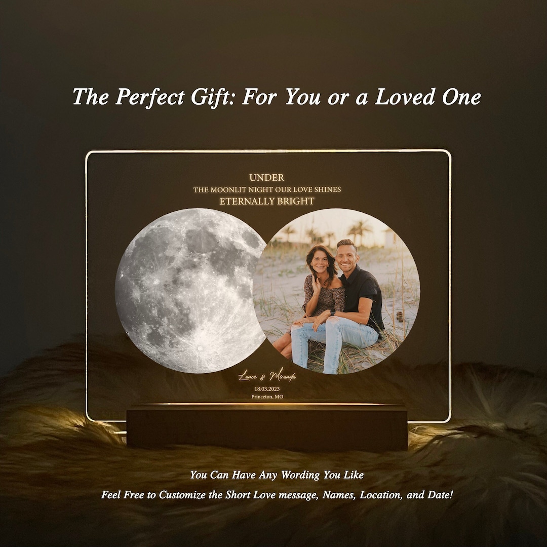 Custom Moon Phase Gift, Moon Phase Photo Light, the Night We Met Gift ...