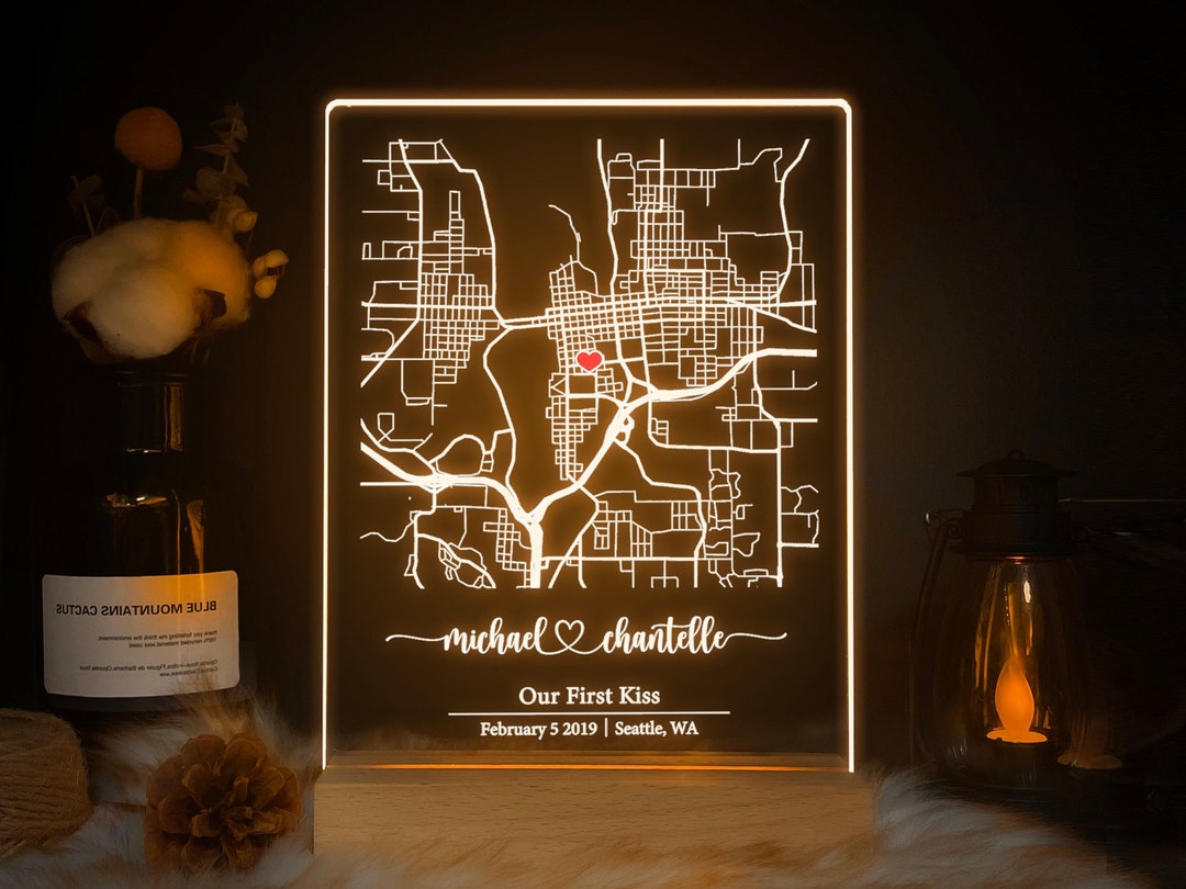 Custom Map Gift, Anniversary Gift, Where We Met Map, First Date Gift ...