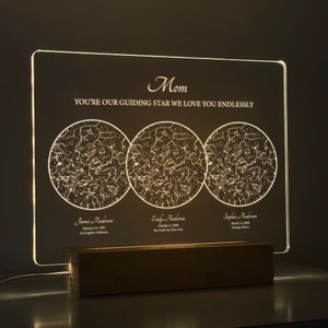 Custom Star Map by Date Gift, Gift for Mom, Star Map Light ...
