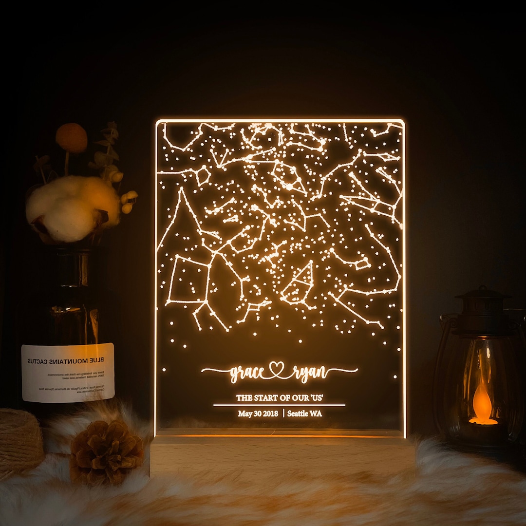 Custom Star Map by Date, Star Map Night Light, Personalized ...