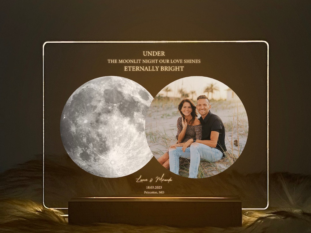 Custom Moon Phase Gift, Moon Phase Photo Light, the Night We Met Gift ...