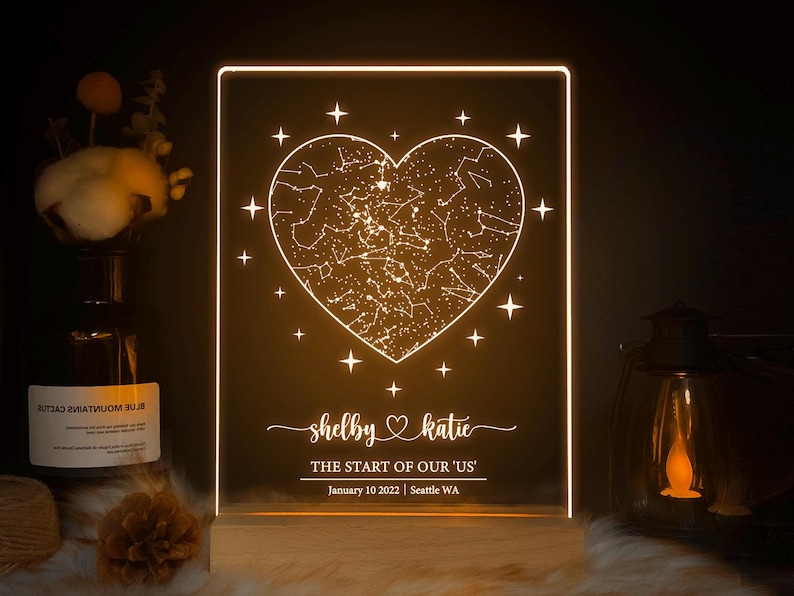 Custom Star Map by Date, Gifts for Her, Anniversary Gift for Him ...