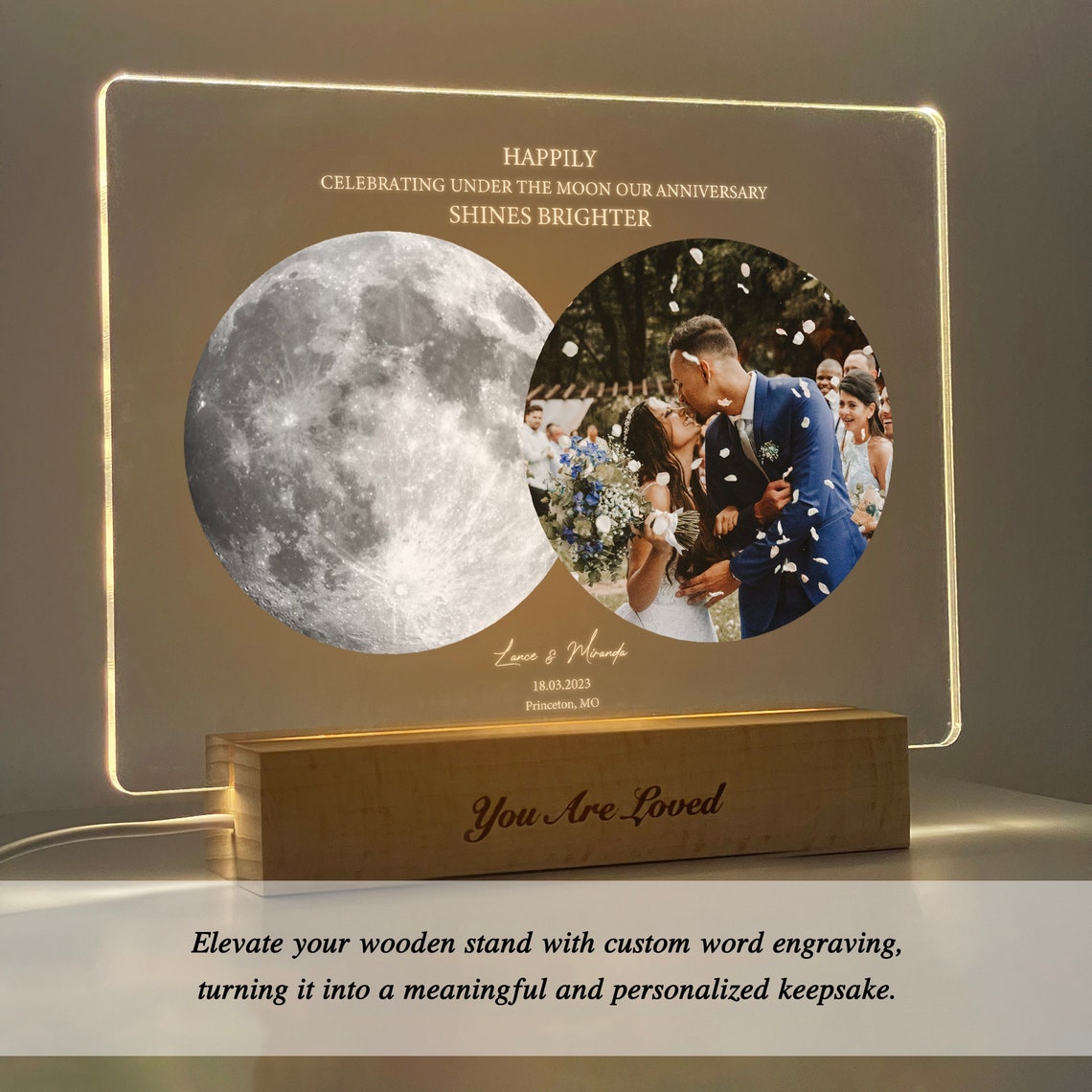 Custom Moon Phase Gift, Moon Phase Photo Light, the Night We Met Gift ...