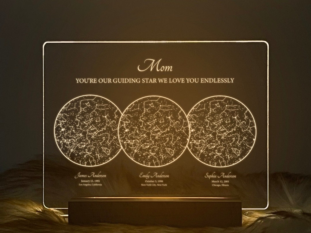 Custom Star Map by Date Gift, Gift for Mom, Star Map Light ...