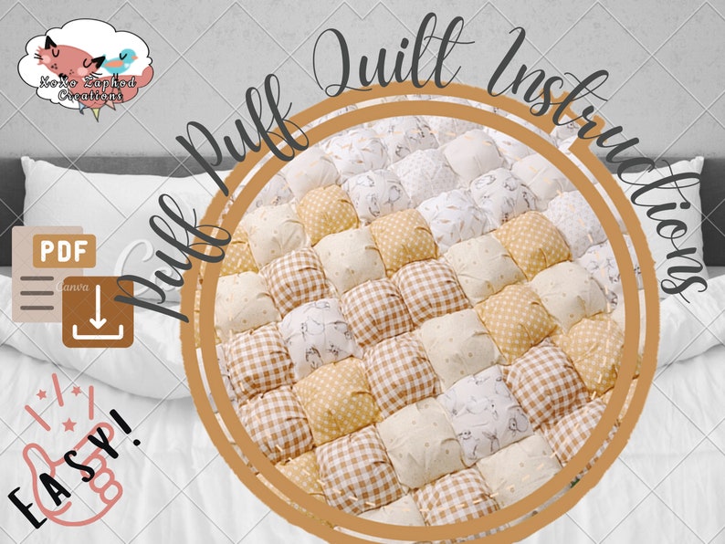 Easy Throw and Baby Puff Quilt Pattern - Digital Download. Step by Step ...