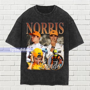 Lando Norris Vintage Washed T-shirt, Formula Racing F1 Homage Graphic ...