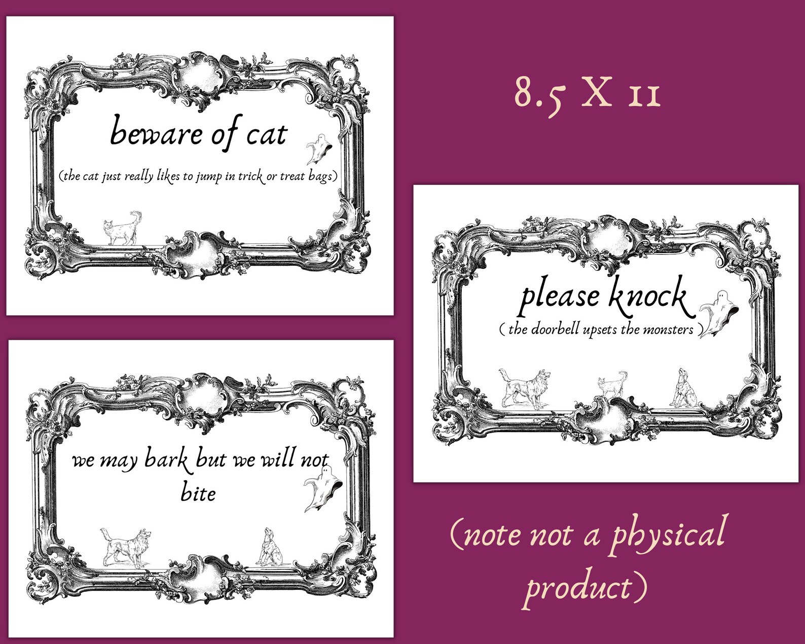 Halloween Pet Front Door Printable Signs for Trick-or-treaters - Etsy