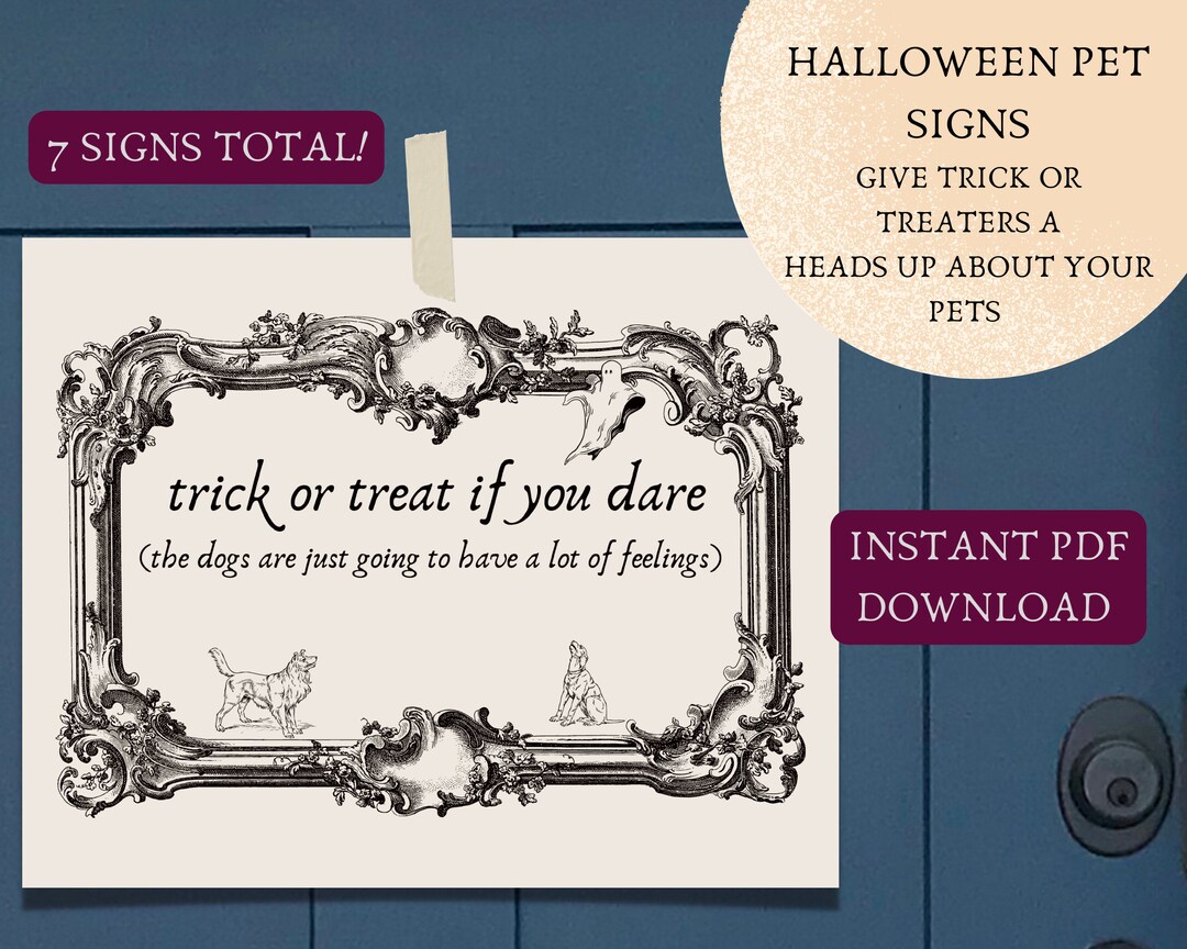Halloween Pet Front Door Printable Signs for Trick-or-treaters - Etsy