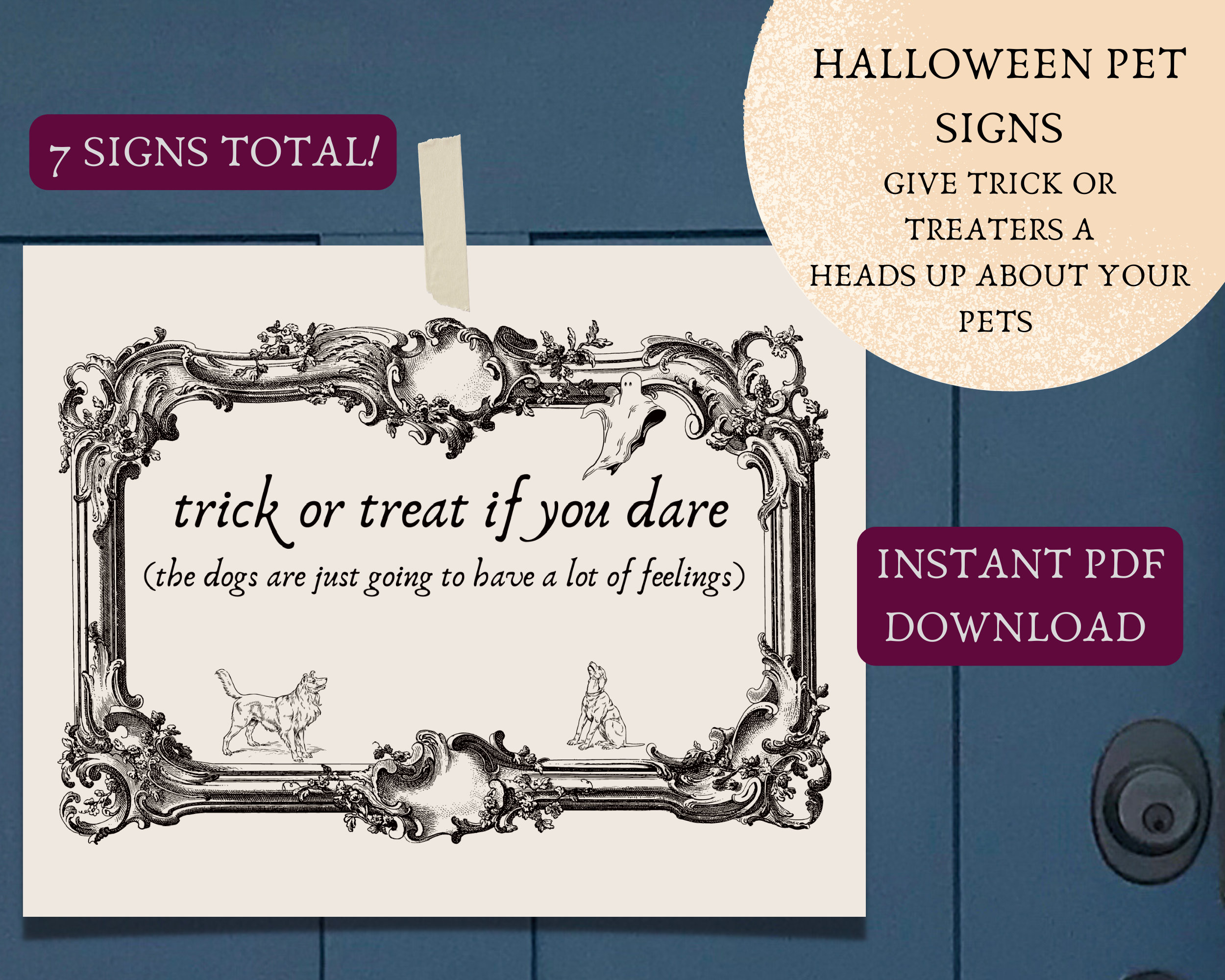 Halloween Pet Front Door Printable Signs for Trick-or-treaters - Etsy