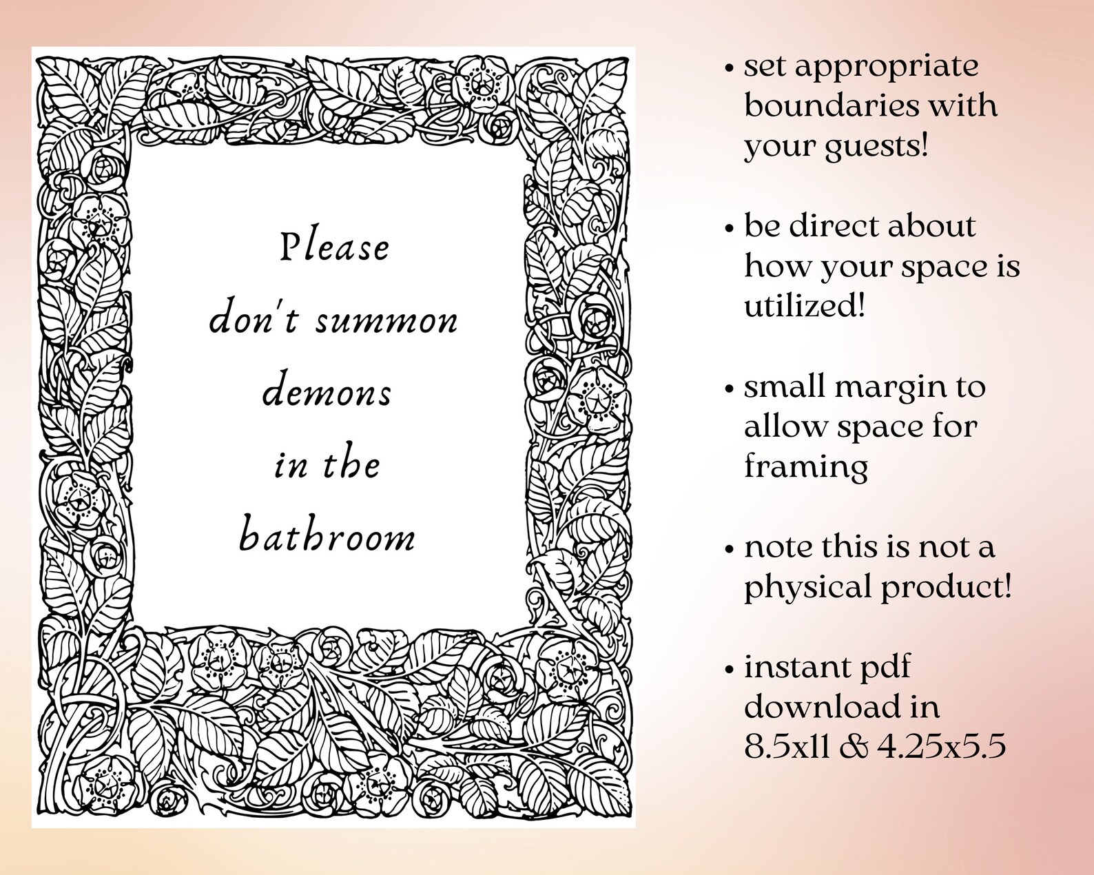 Please Dont Summon Demons Printable Wall Art - Etsy