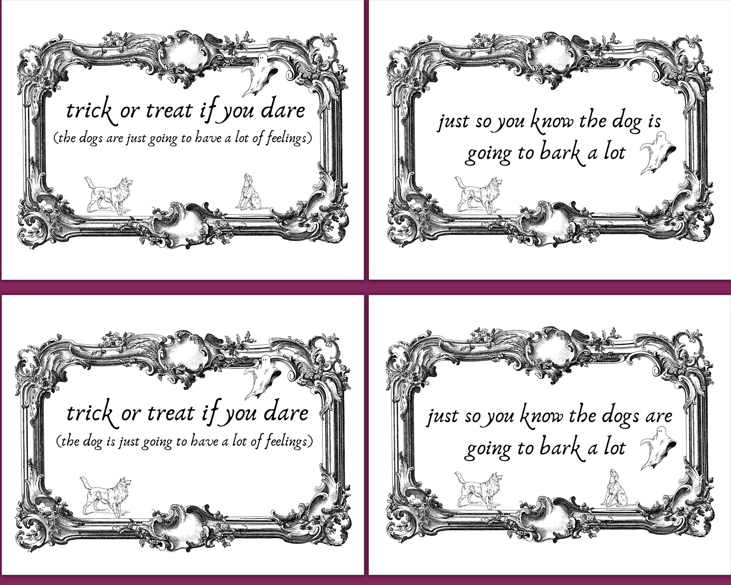 Halloween Pet Front Door Printable Signs for Trick-or-treaters - Etsy