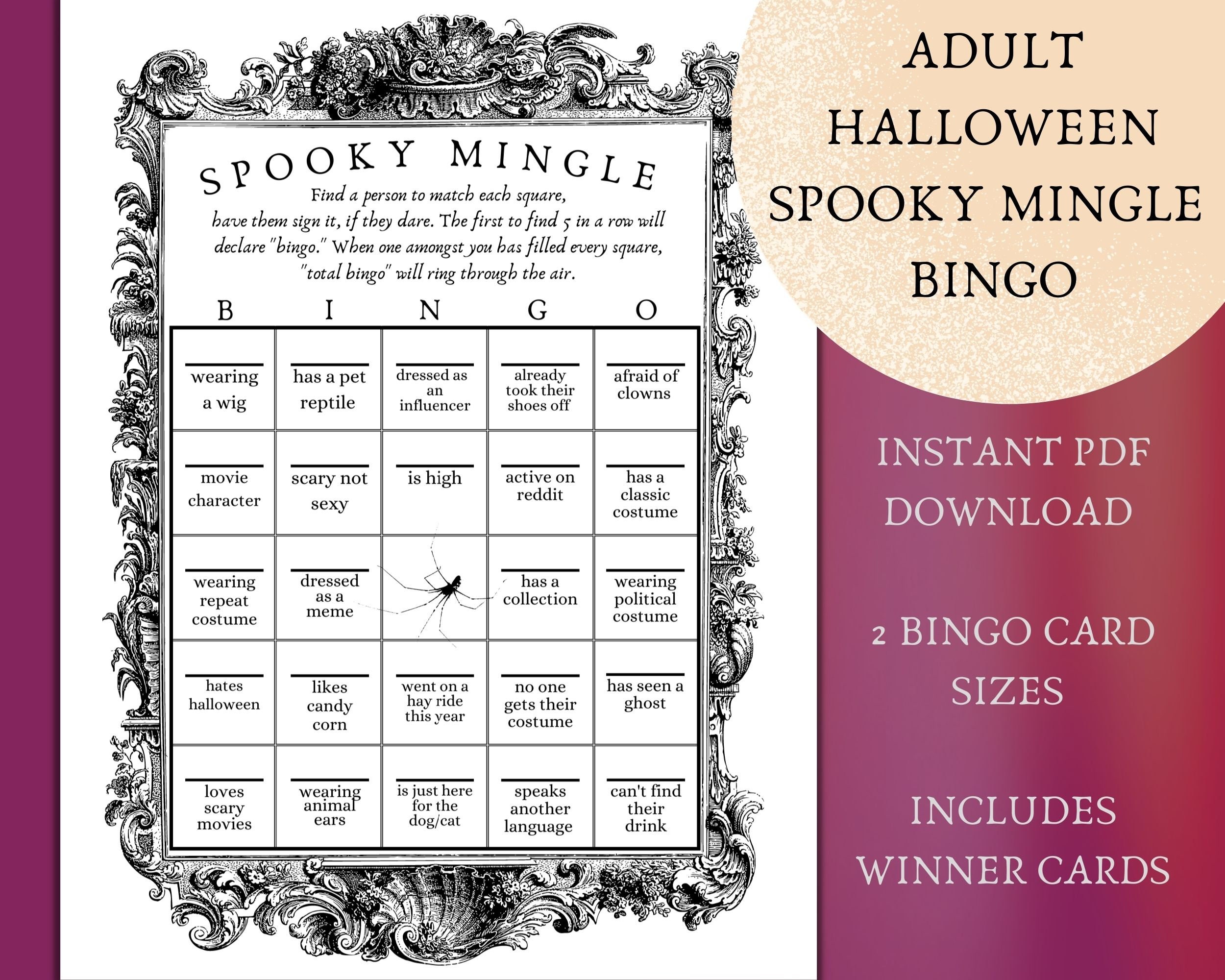 Halloween Adult Mingle Bingo Printable Game - Etsy