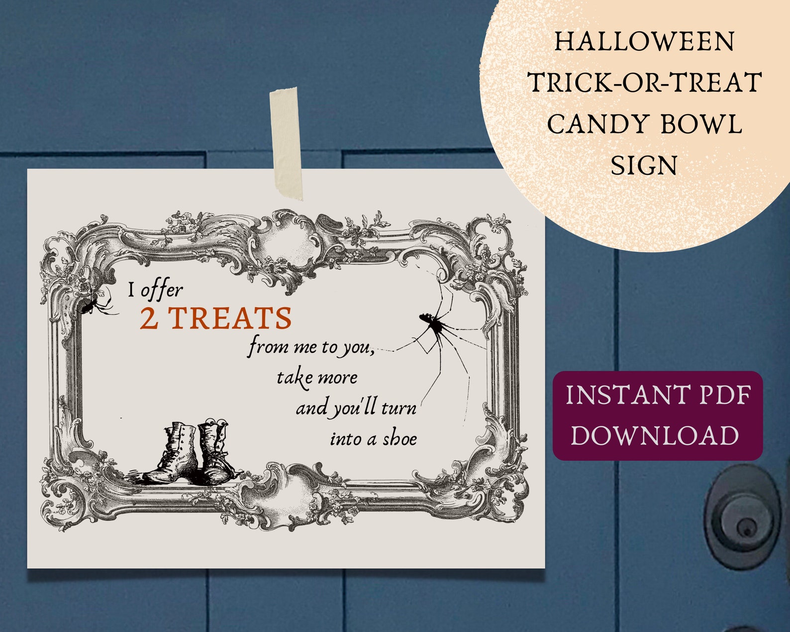 Halloween Printable Trick-or-treat Candy Bowl Gothic Sign - Etsy