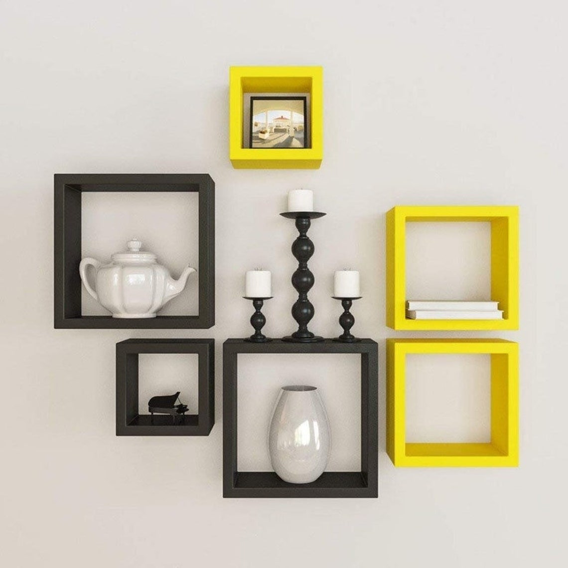 Wooden Square Walls Mounted Shelf Rack Decorative Wall Shelves for ...