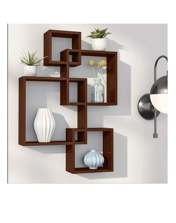 Modern Intersecting Wall Shelf Home Wall Decor Set of 4 brown Color Home Decor Shelf Etsy