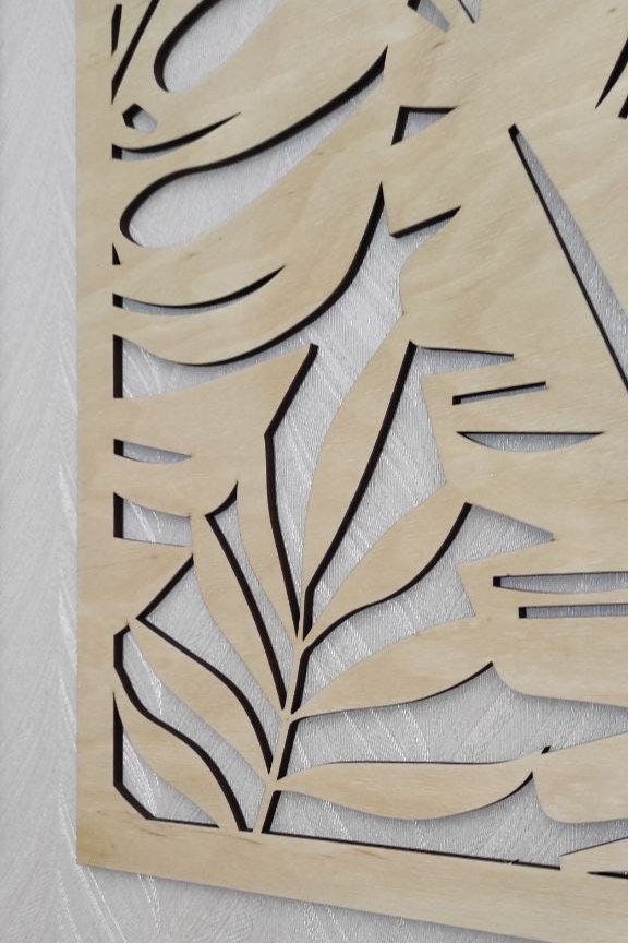 Lush Monstra Leaf Wall Decor Tropical Wooden Panels, Plywood Art Set ...