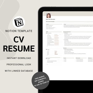Notion Resume Template, Professional Modern Resume Template for Notion, Clean Modern Executive ...