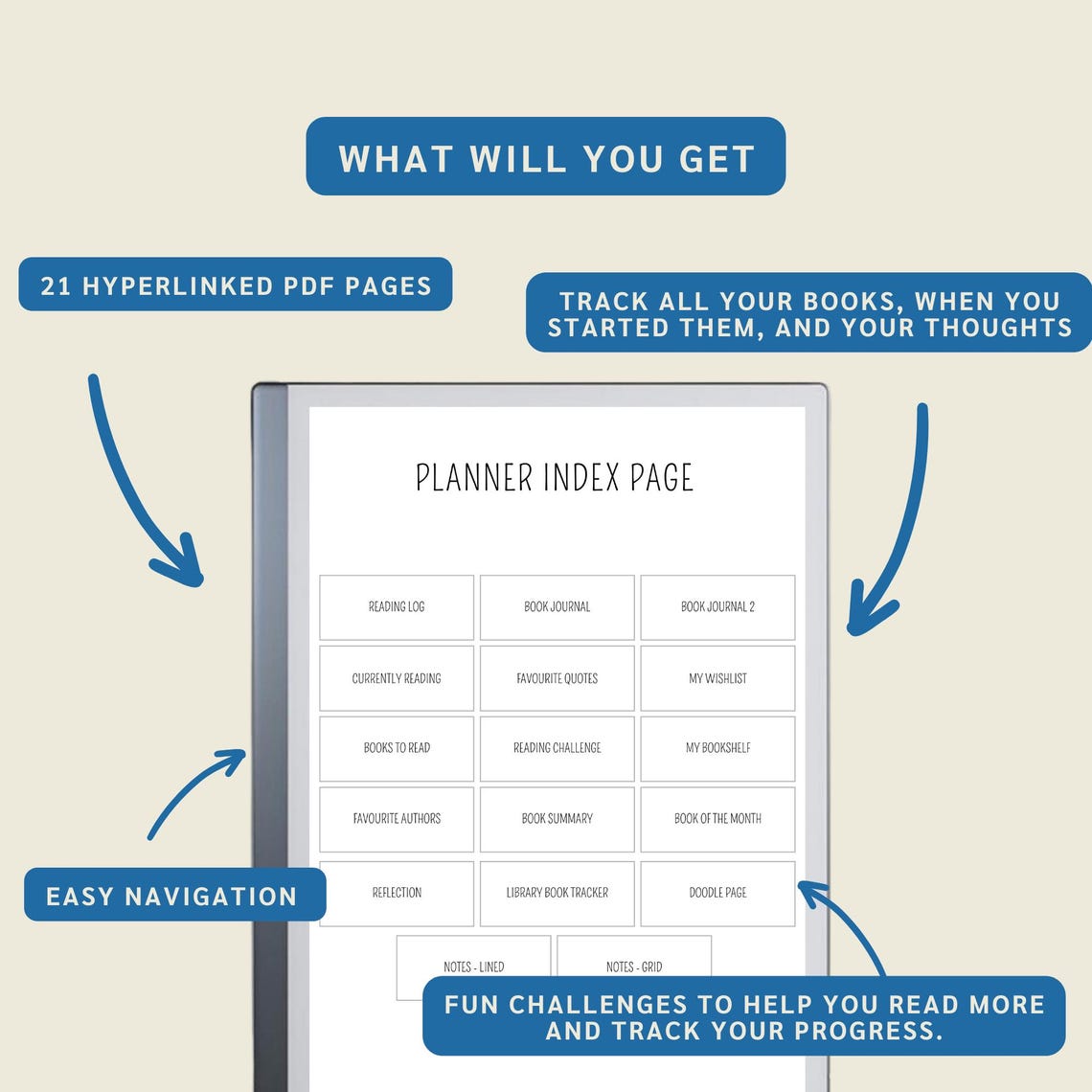 Hyperlinked Reading Journal Template for Epaper Tablets Such as ...