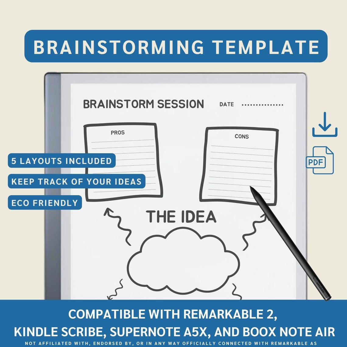 Epaper Tablet Template for Brainstorming / Mindmapping | Digital ...