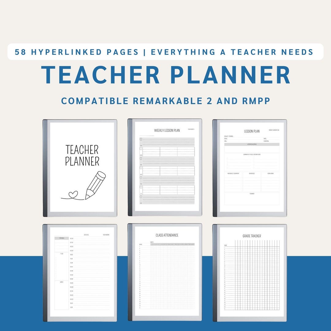 Undated Digital Teacher Planner for Remarkable | Remarkable Template ...