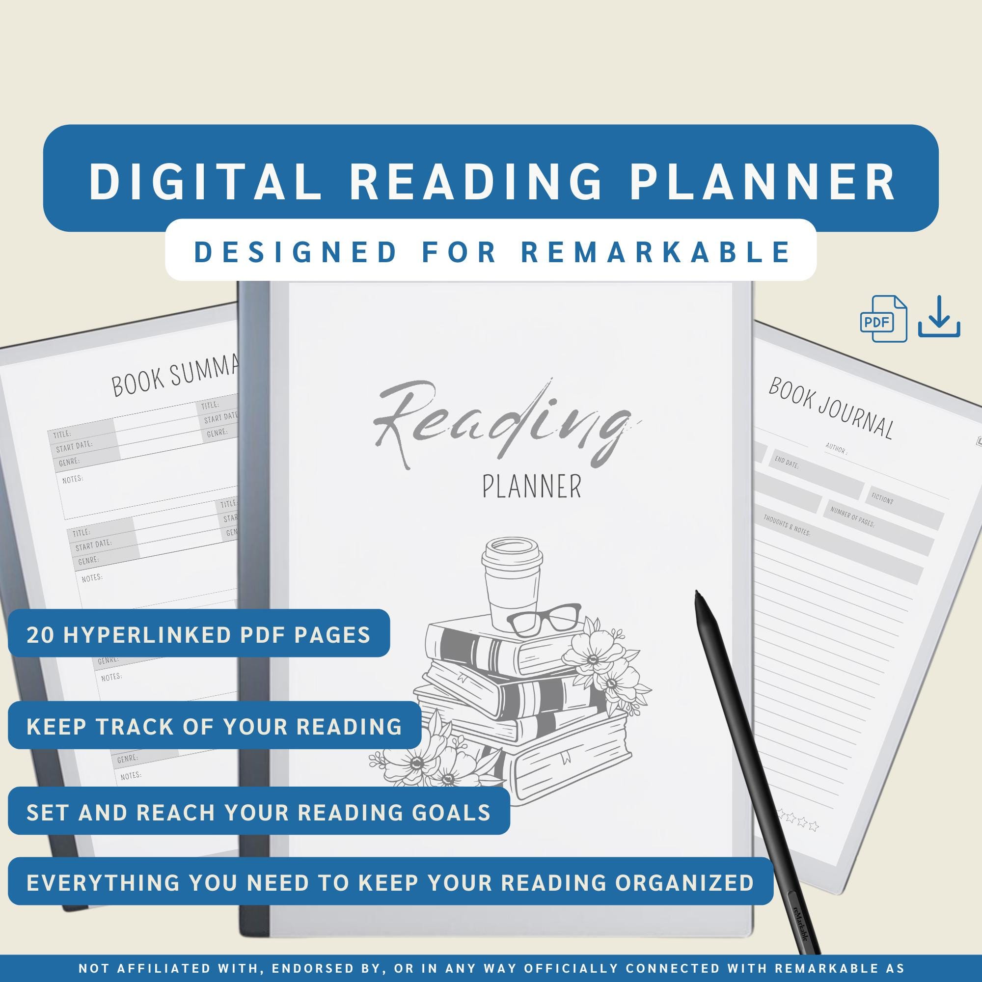 Hyperlinked Reading Journal Template for Epaper Tablets Such as ...