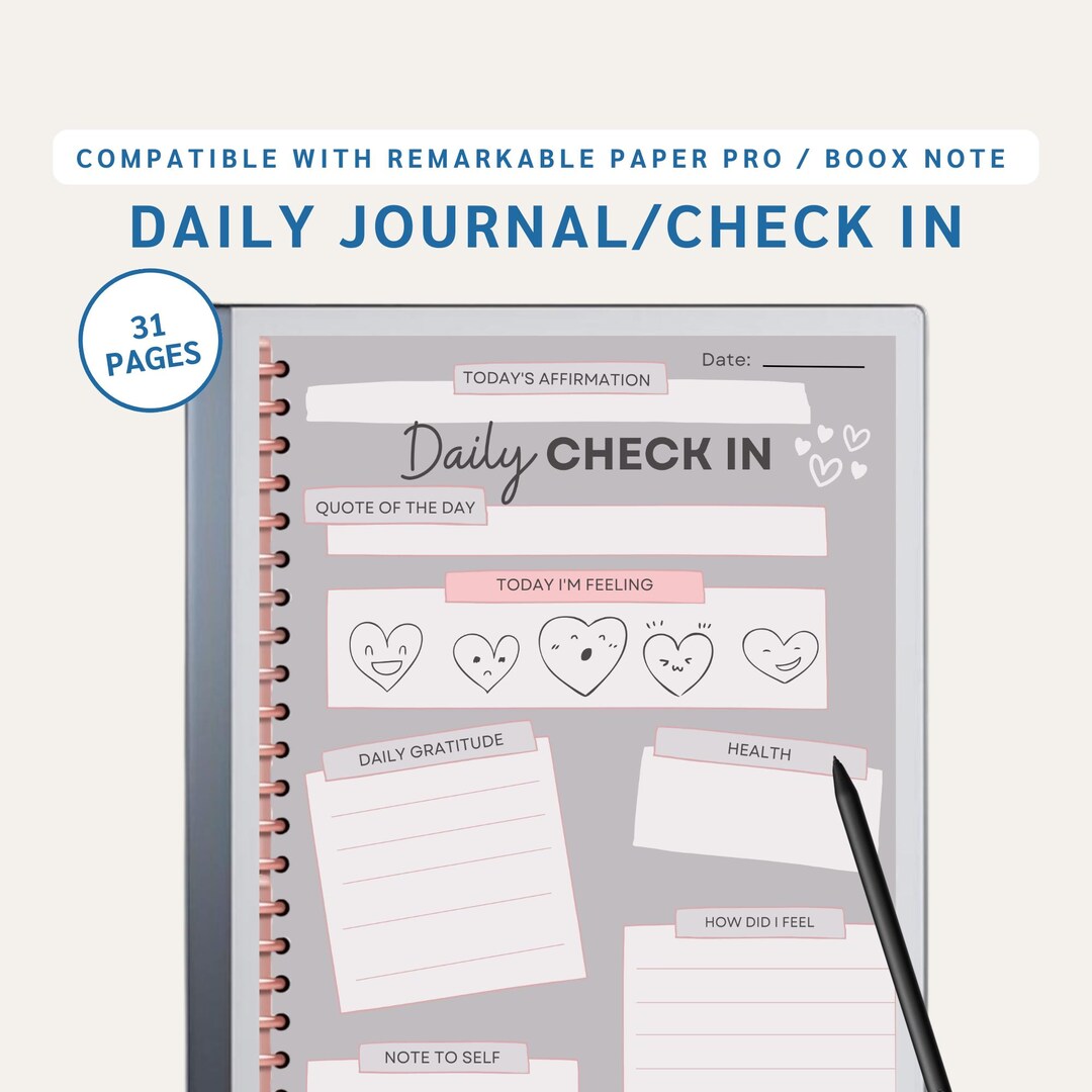 Daily Journalling Template for E-paper Tablets - Etsy