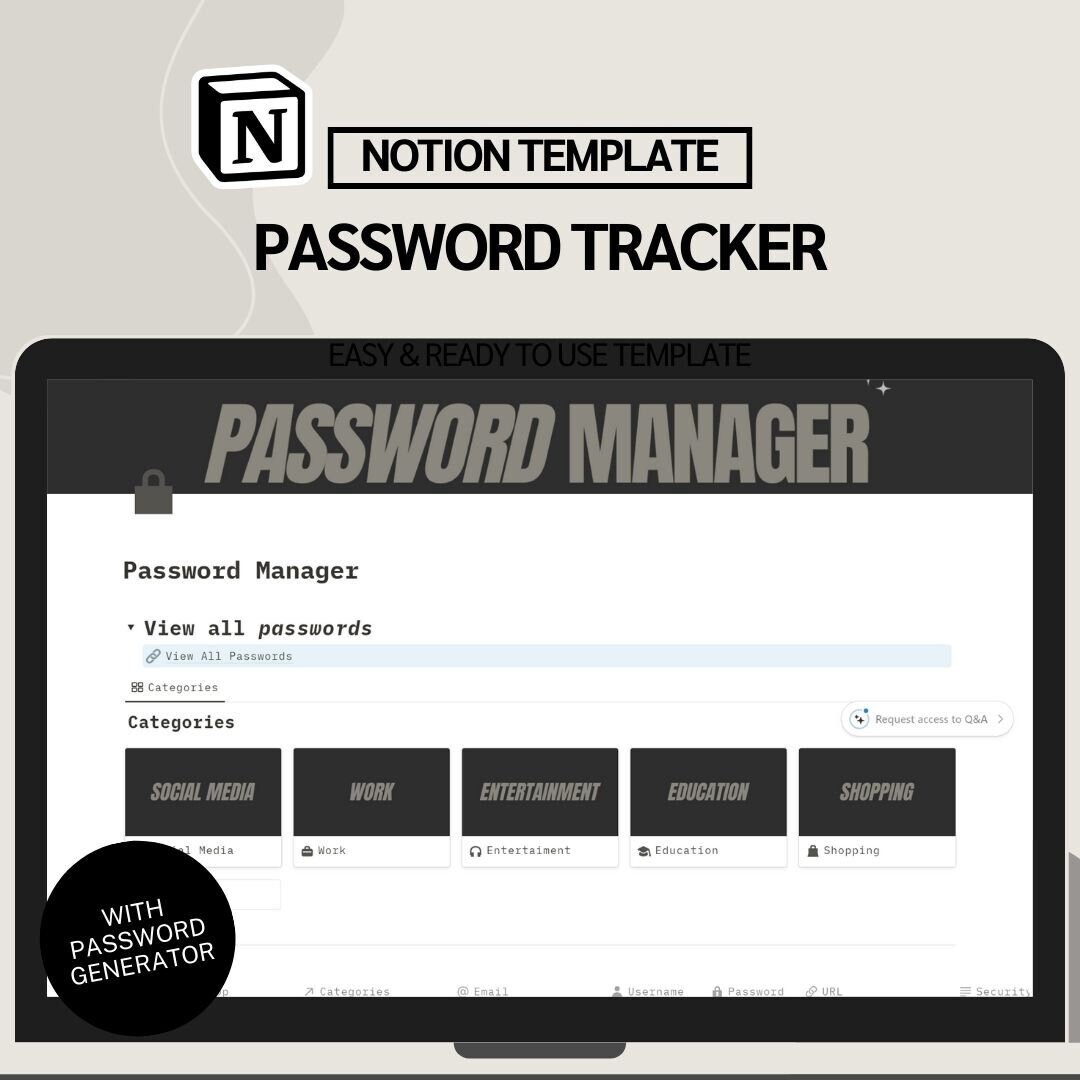 Notion Template Password Tracker Ultimate Organizer & Dashboard for ...