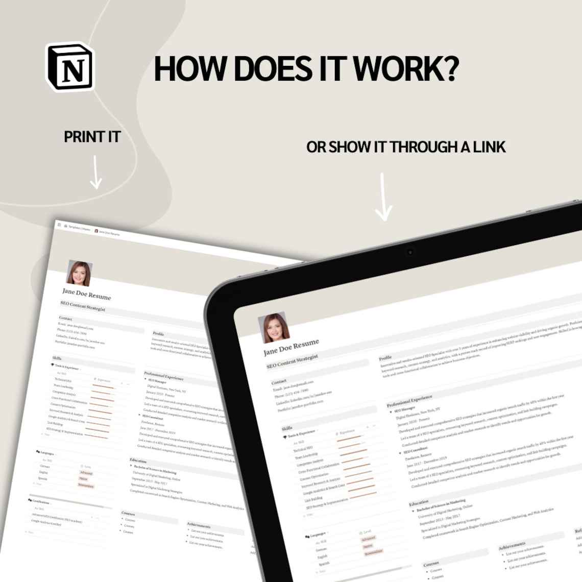 Notion Resume Template, Professional Modern Resume Template for Notion ...